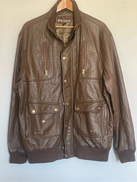 Lrg | Jackets & Coats | Lrg Brown Leather Bomber Jacket With Zip ...